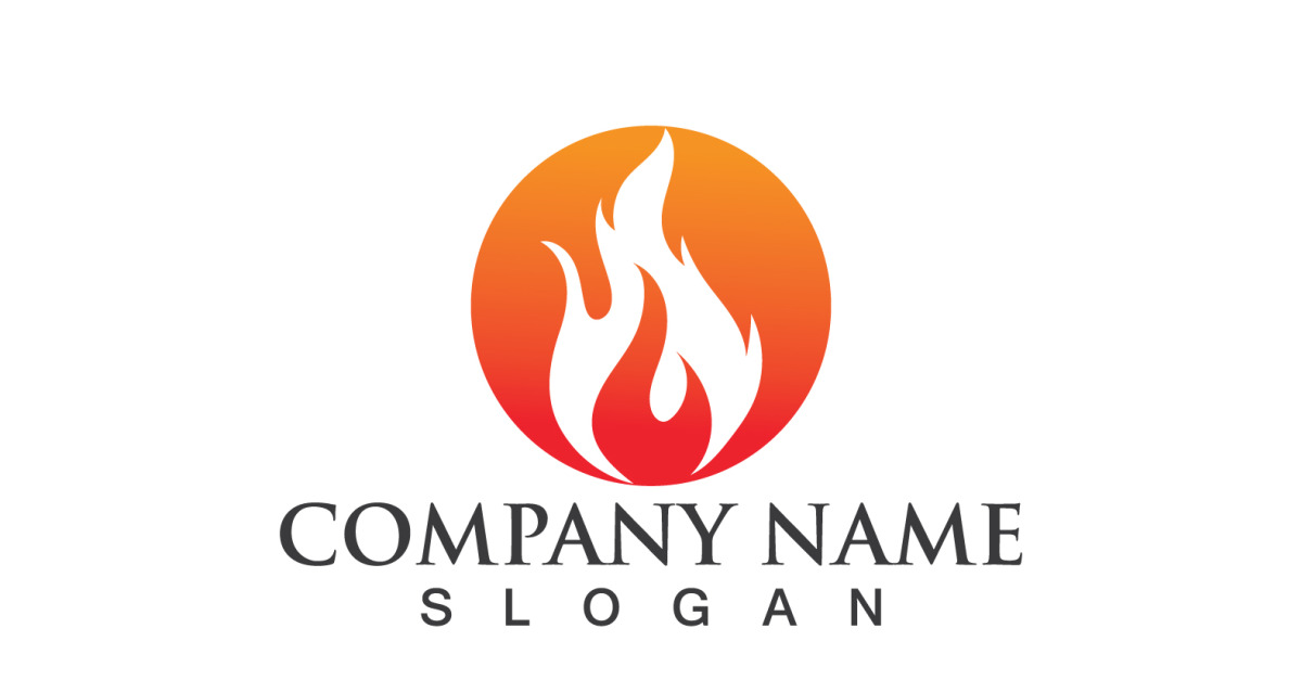 Yangın Alev Logo Vektör Çizim Tasarım Şablonu V9