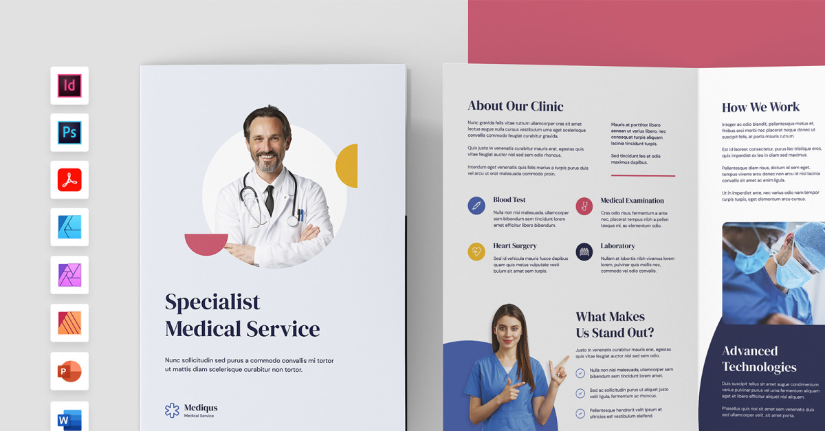 Medical Services Brochure Bi-Fold Template - TemplateMonster