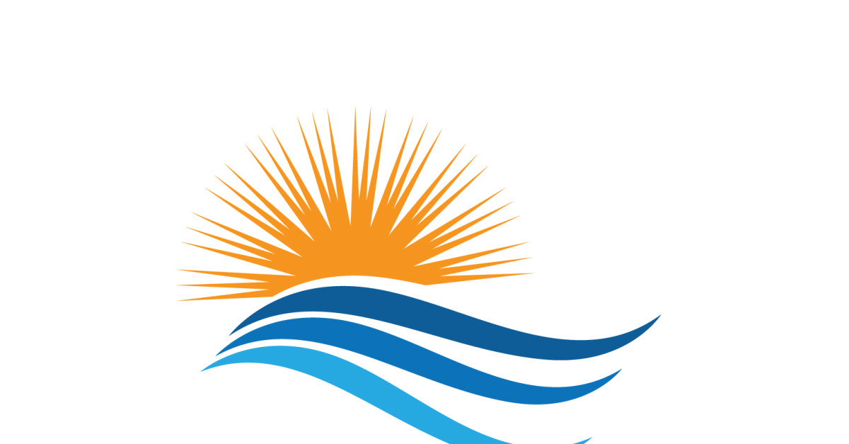 Fala wody i słońce Logo wektor ikona szablon projektu V8