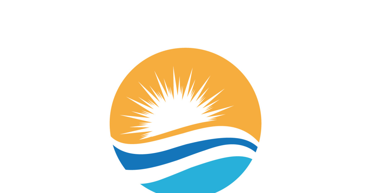 Woda fala i słońce Logo wektor ikona szablon projektu V3
