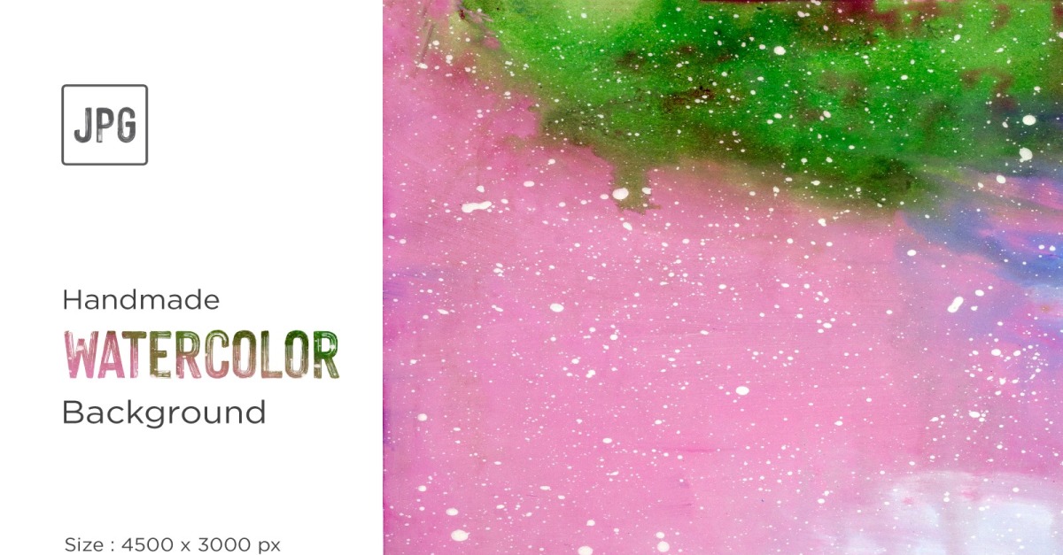 Pink with Green Hand painted Water color Background & Watercolor Splotches