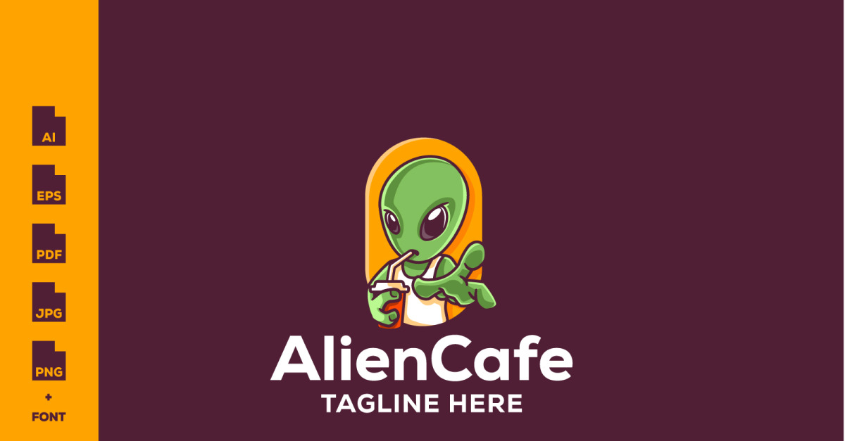 Modelo de Logotipo Cool Alien Cafe #260234 - TemplateMonster