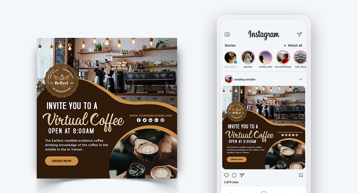 Coffee Shop Promotion Social Media Post Design Template-02