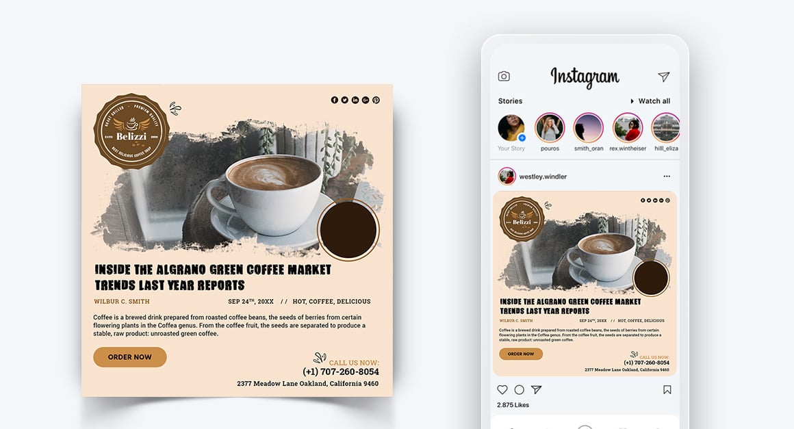 Coffee Shop Promotion Social Media Post Design Template-15