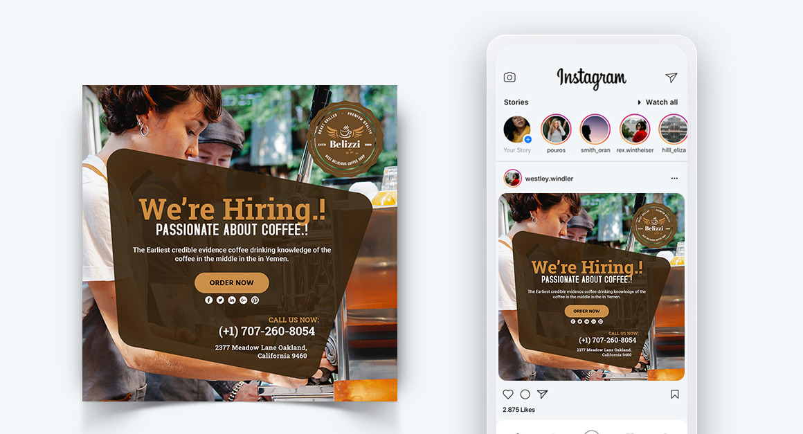 Coffee Shop Promotion Social Media Post Design Template-17