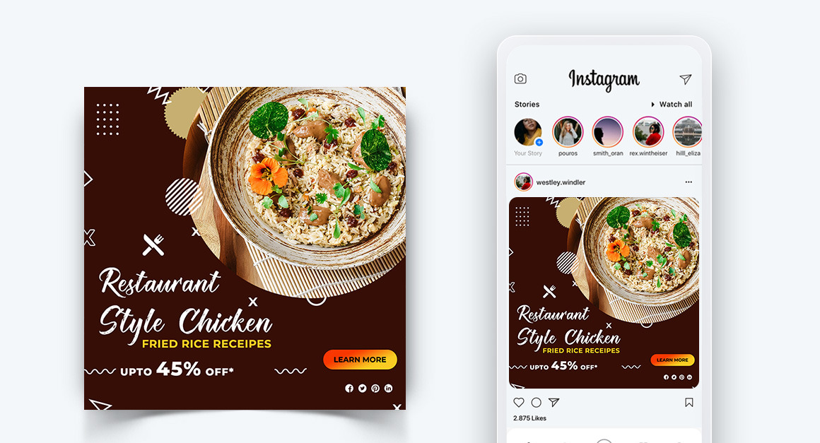 Food and Restaurant Social Media Post Design Template-25