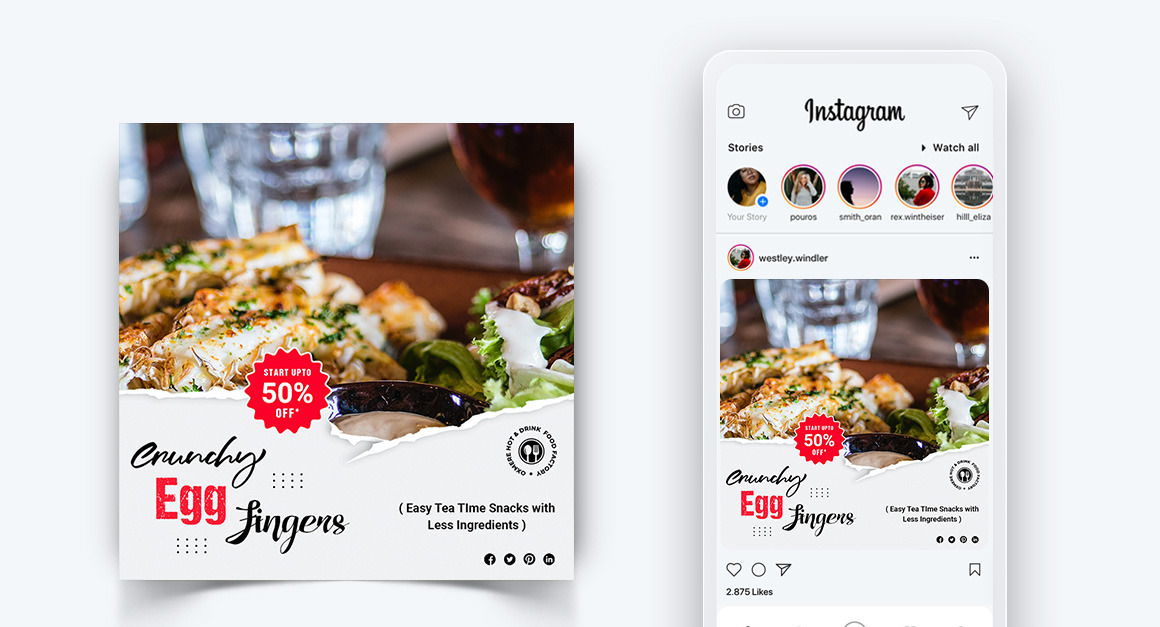 Food and Restaurant Social Media Post Design Template-30