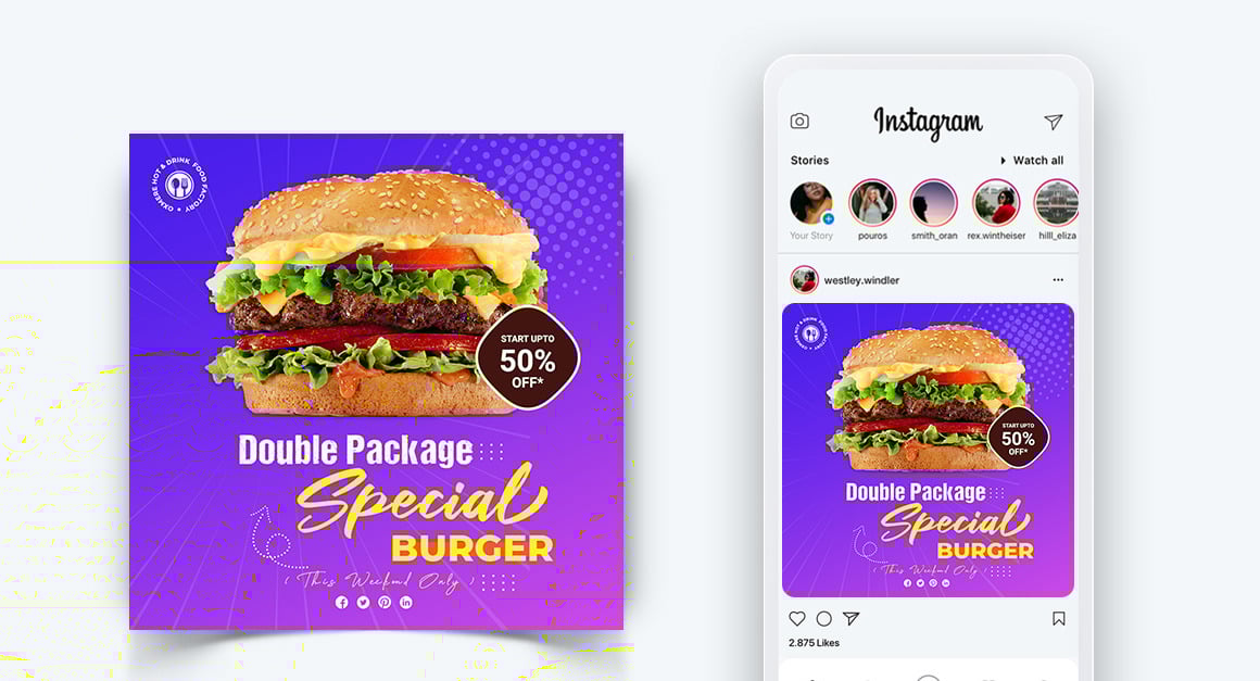 Food and Restaurant Social Media Post Design Template-34
