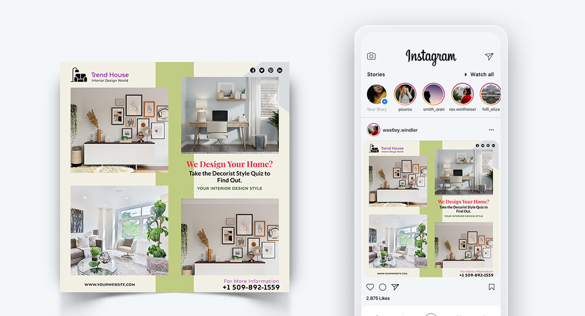 Interior Design and Furniture Social Media Post Design Template-28