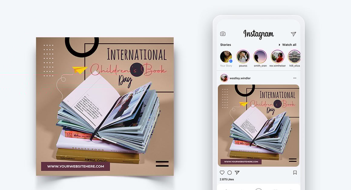 International Childrens Book Day Social Media Post Design Template-09