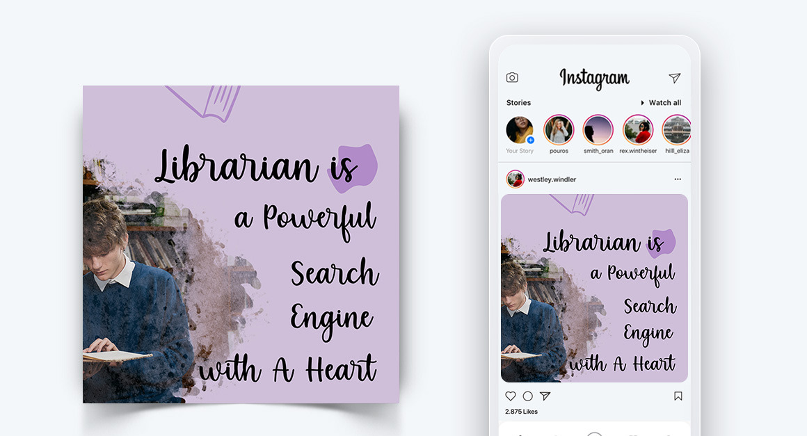 National Librarian Day Social Media Post Design Template-02