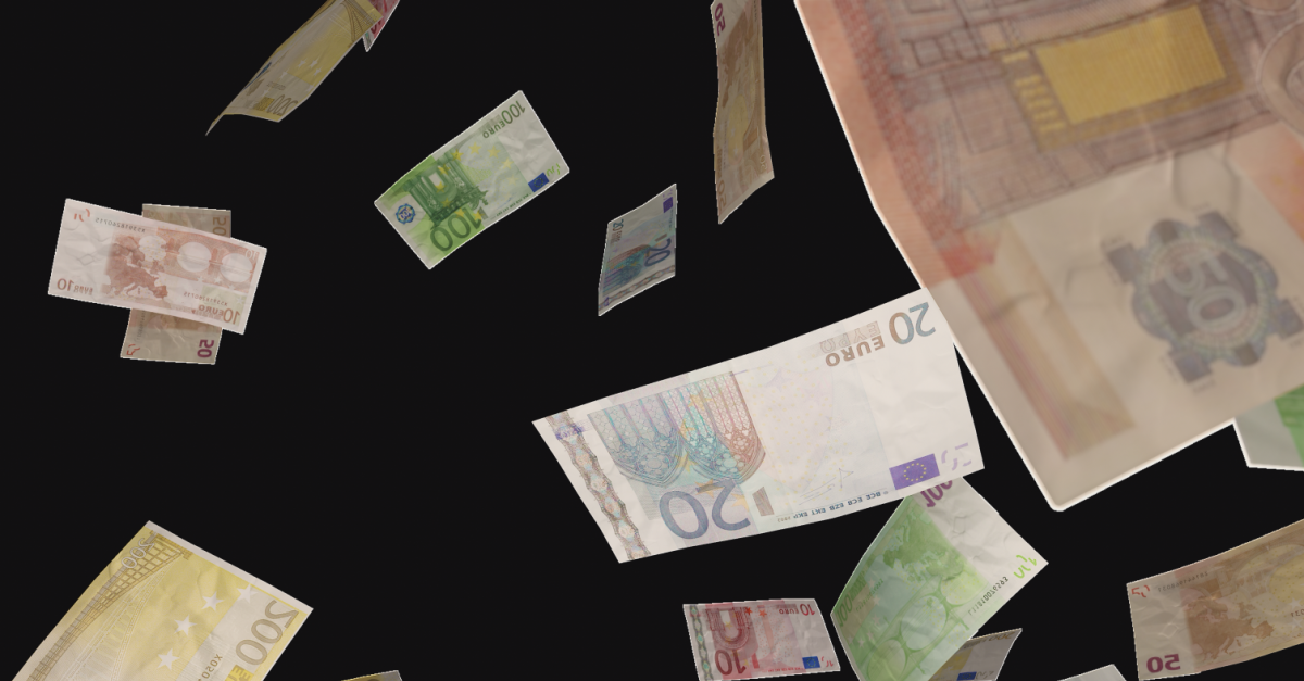 Falling Euro Banknotes With Alpha Channel In 4K Loopable Money ...