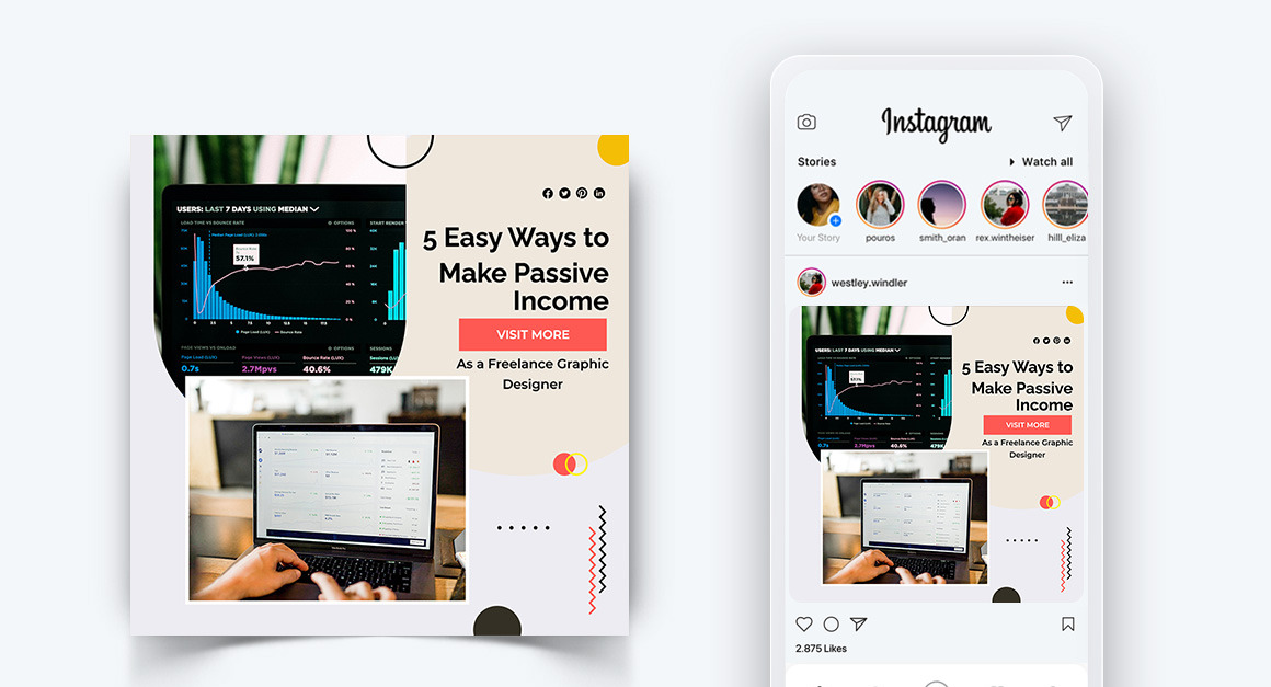 Online Money Earnings Social Media Post Design Template-06