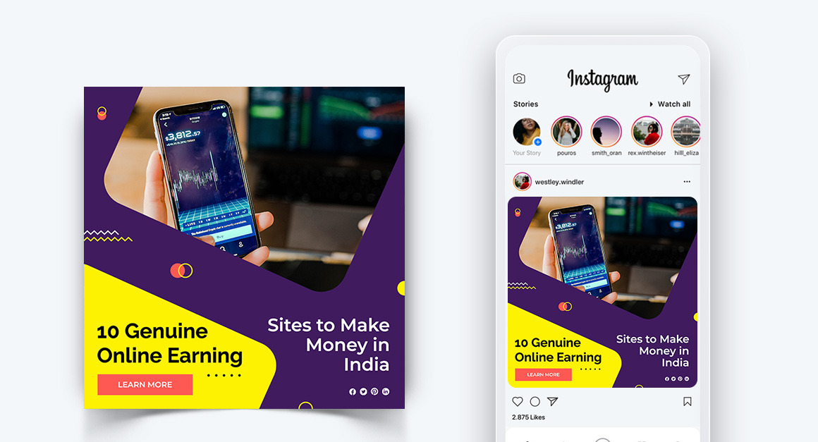 Online Money Earnings Social Media Post Design Template-09