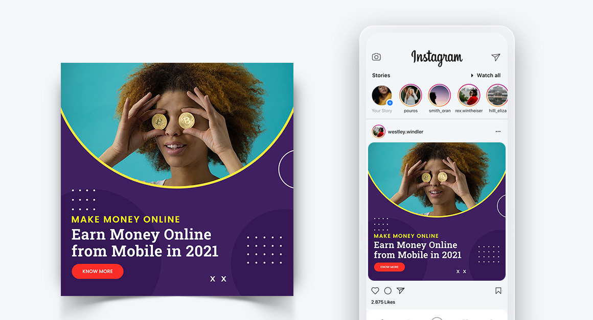 Online Money Earnings Social Media Post Design Template-15