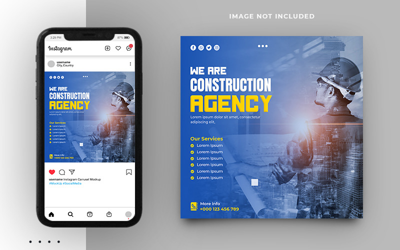 Construction Agency Social Media Post - TemplateMonster