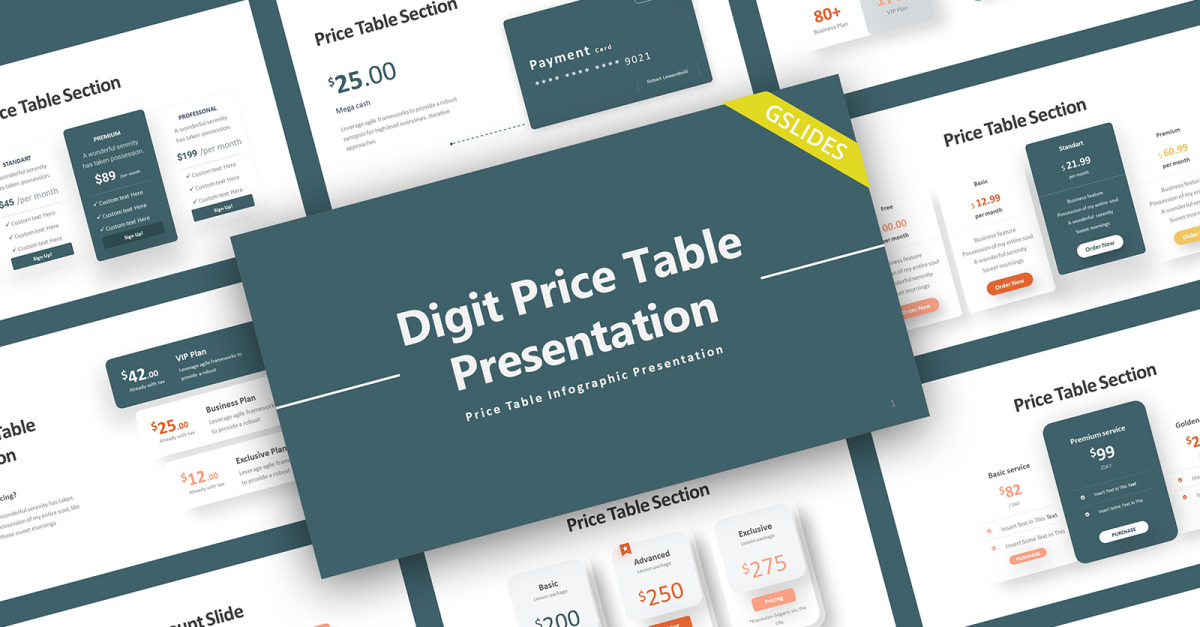 Digit Price Table Infographic Google Slides Template
