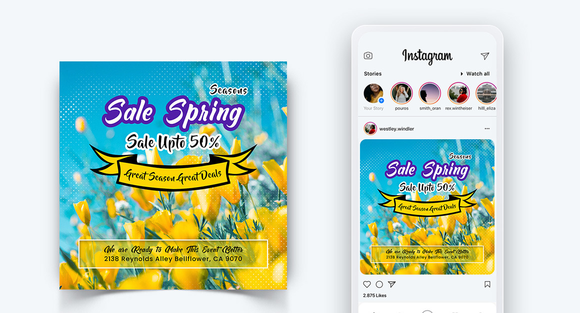 Spring Season Social Media Post Design Template-09