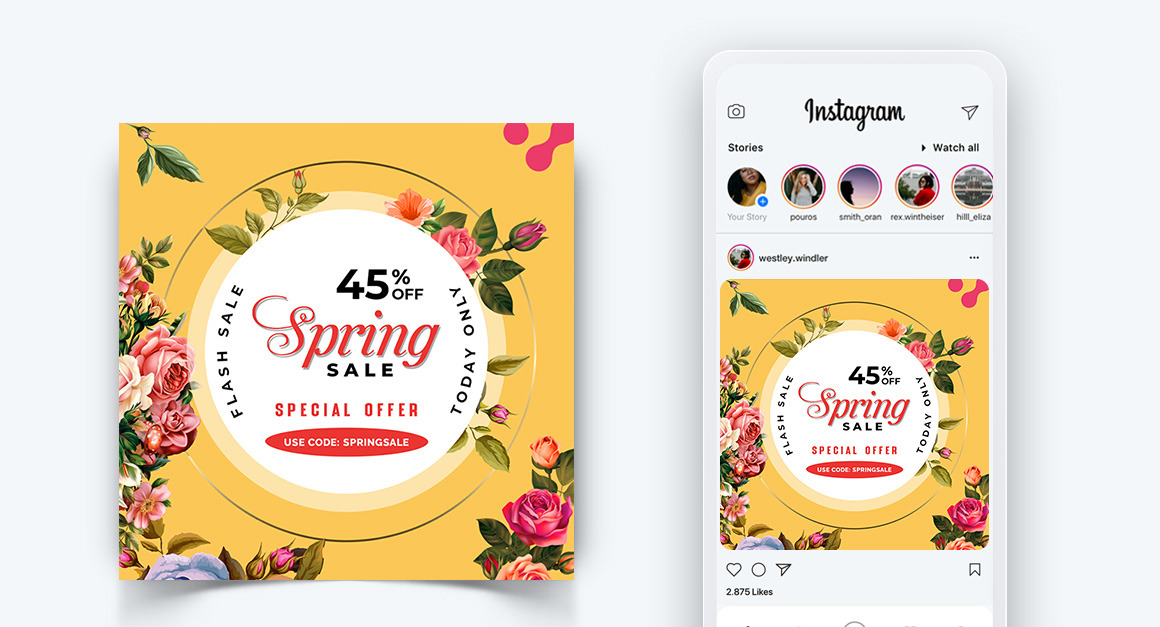 Spring Season Social Media Post Design Template-12