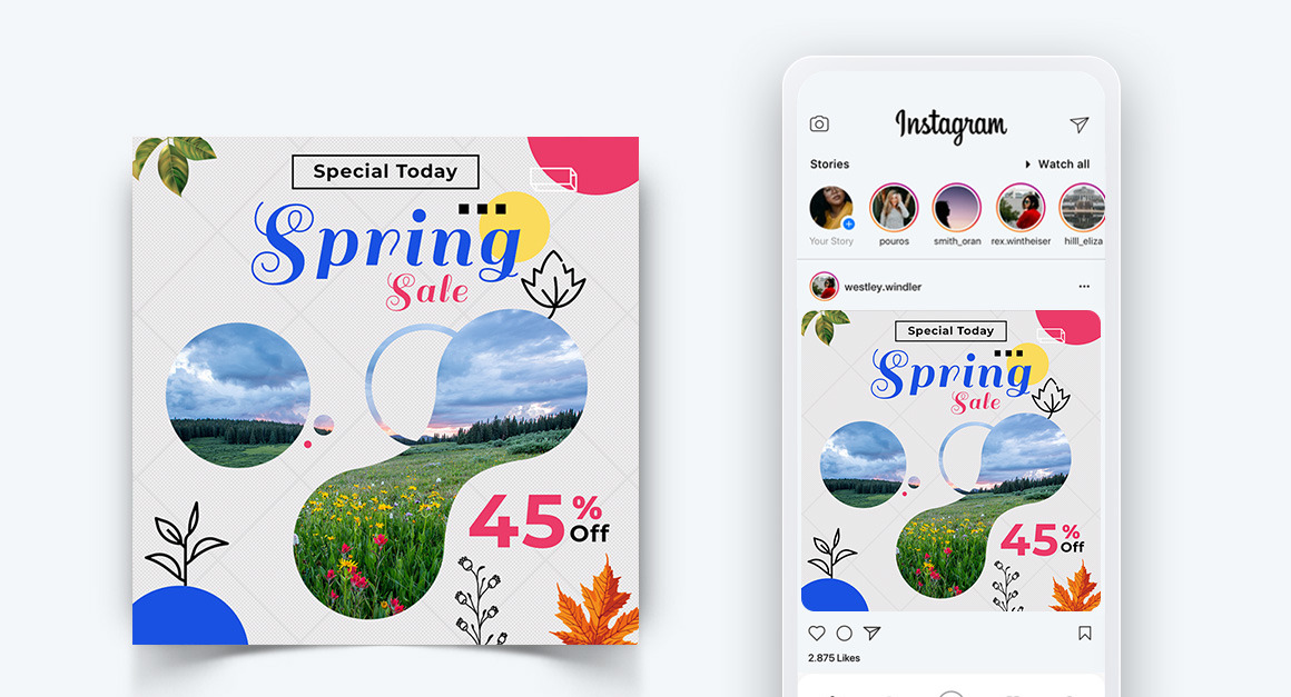 Spring Season Social Media Post Design Template-13