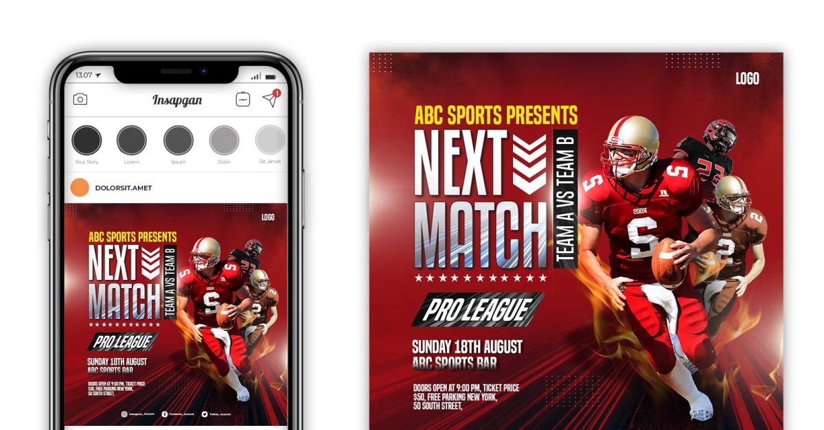 Pro League American Football Social Media Template