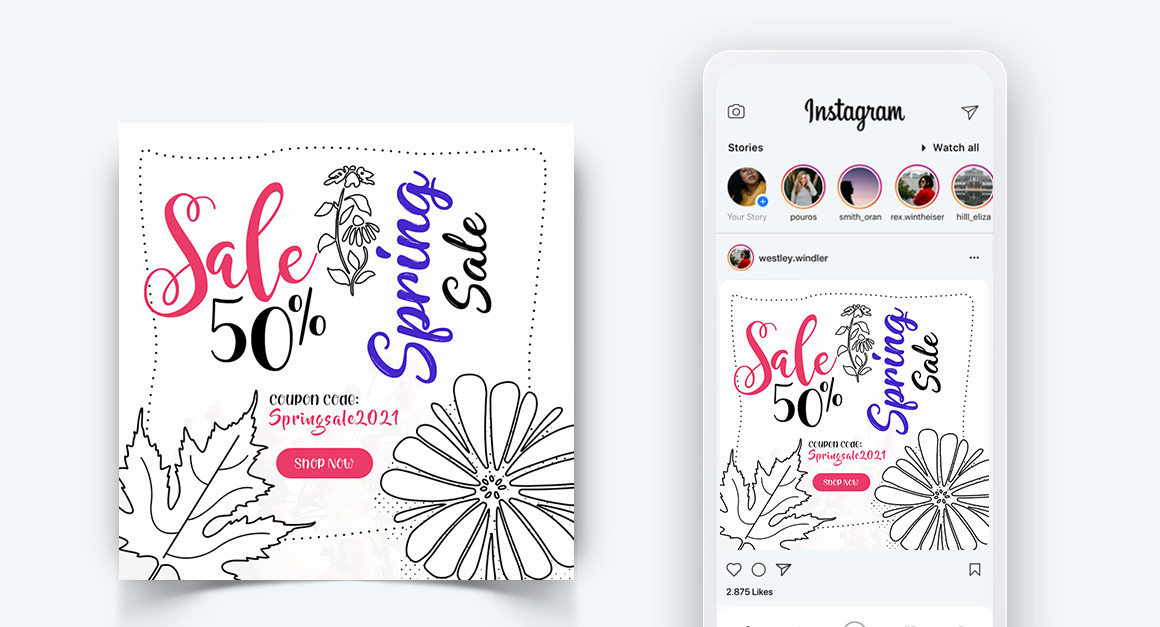 Spring Season Social Media Post Design Template-15