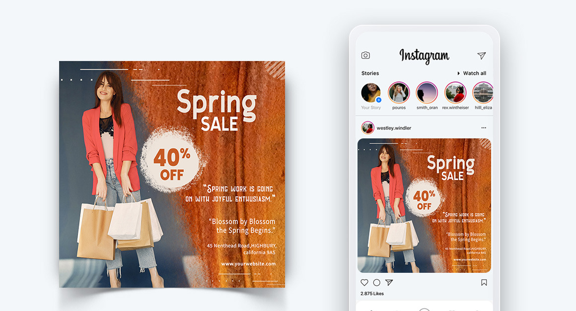 Spring Season Social Media Post Design Template-18