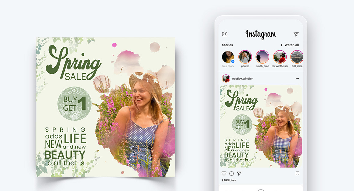 Spring Season Social Media Post Design Template-19