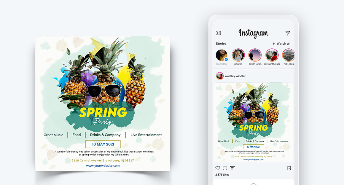 Spring Season Social Media Post Design Template-23