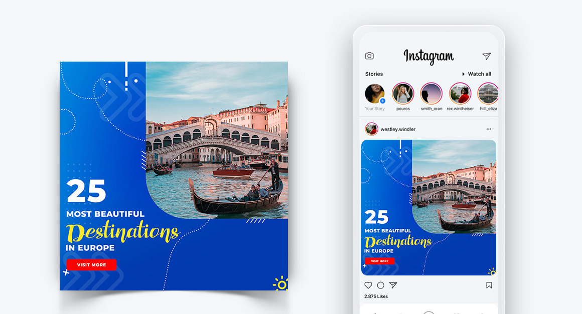 Travel Explorer and Tour Social Media Post Design Template-22