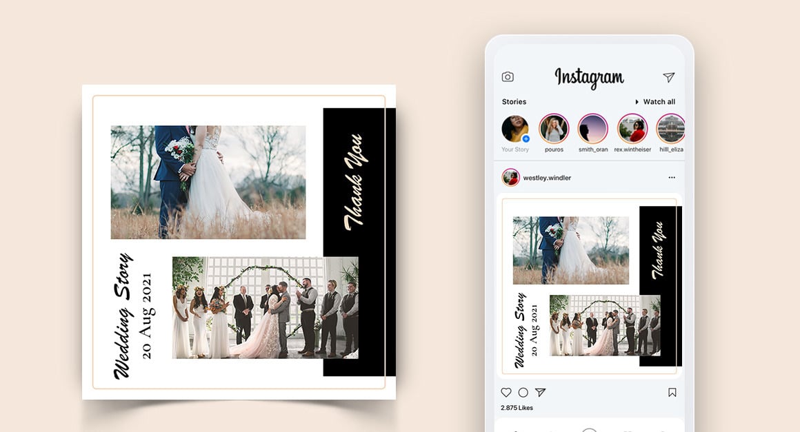 Wedding Invitation Social Media Post Design Template-08