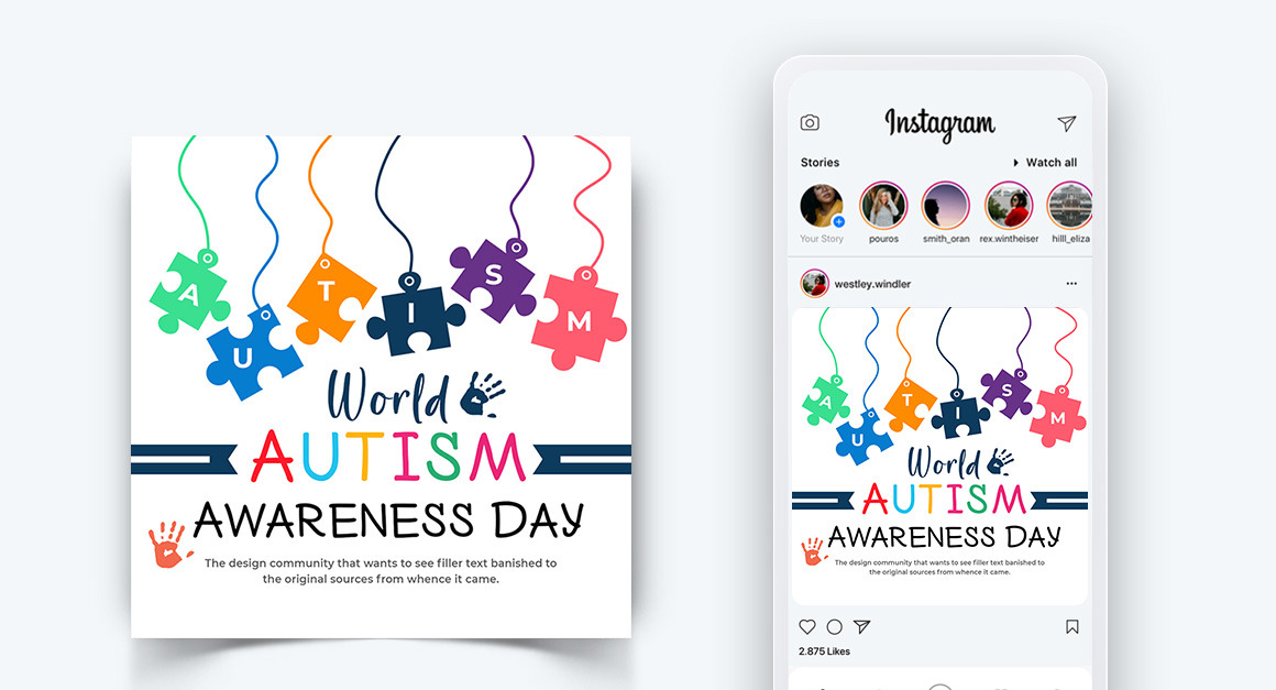 World Autism Awareness Day Social Media Post Design Template-02