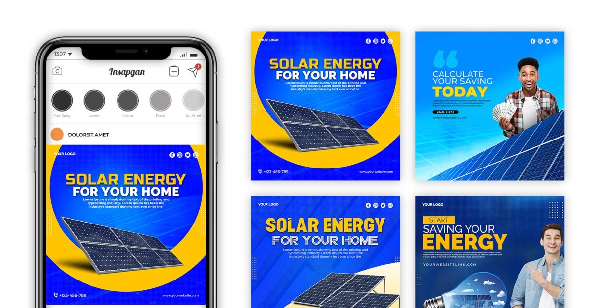 Solar Energy Social Media Template Post - TemplateMonster