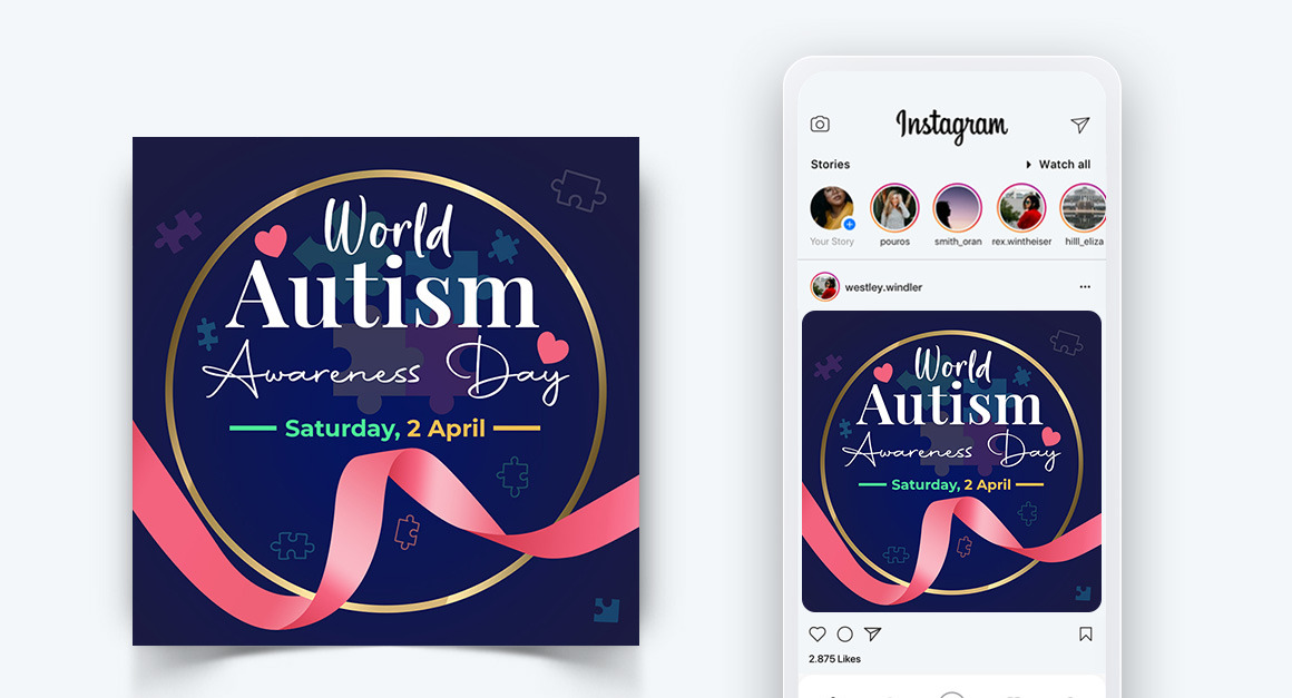 World Autism Awareness Day Social Media Post Design Template-09
