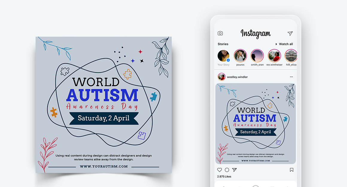 World Autism Awareness Day Social Media Post Design Template-11
