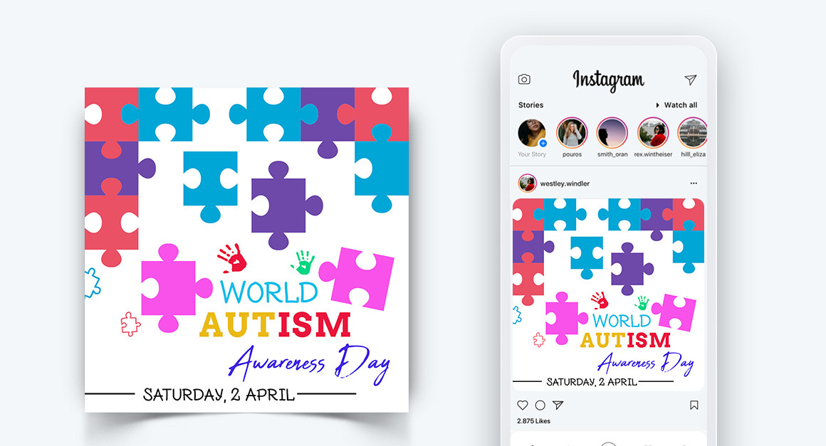 World Autism Awareness Day Social Media Post Design Template-15