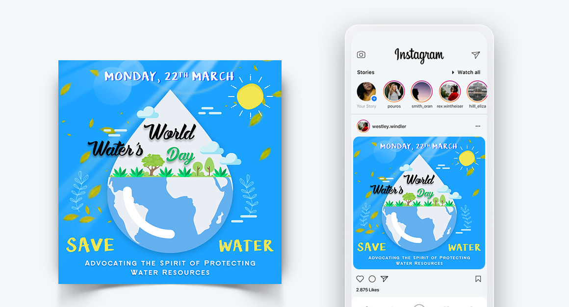 World Water Day Social Media Post Design Template-02