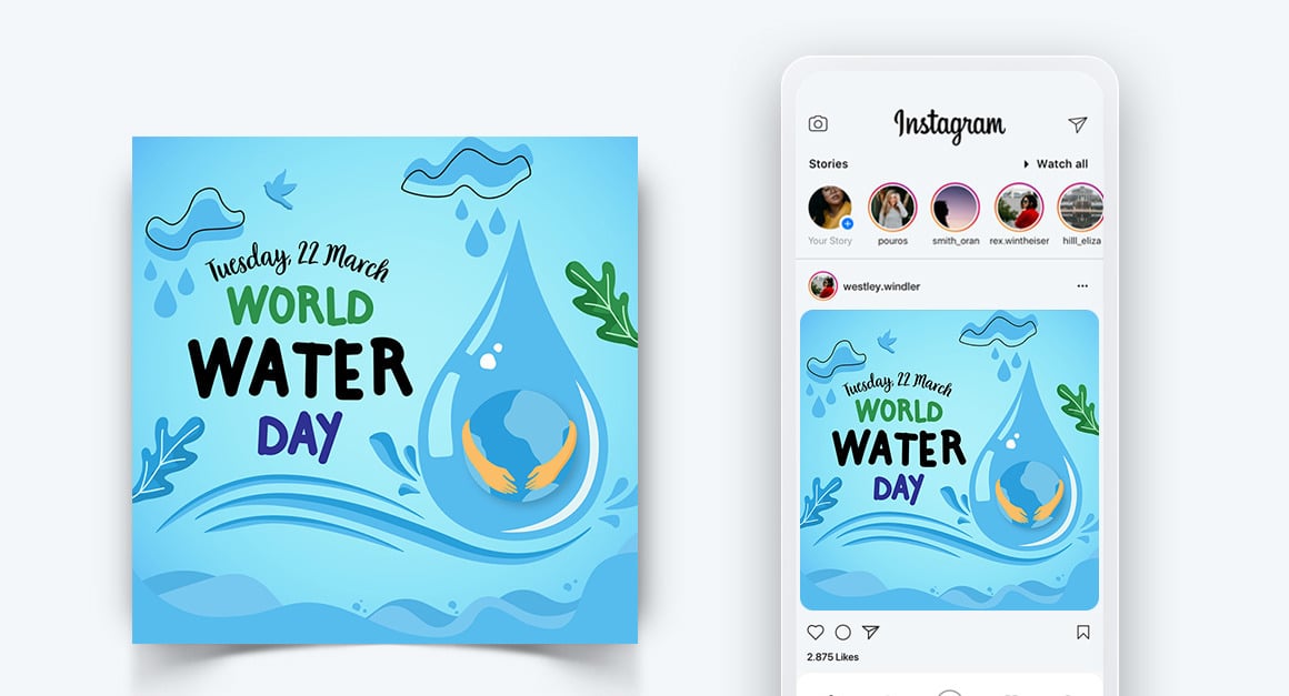 World Water Day Social Media Post Design Template-06