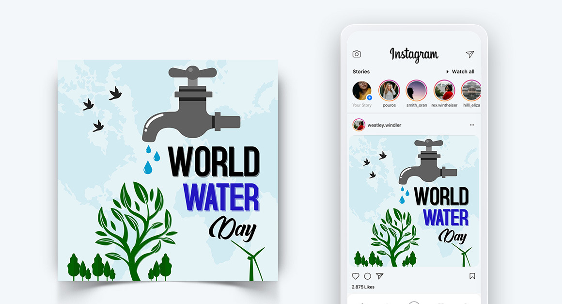 World Water Day Social Media Post Design Template-09