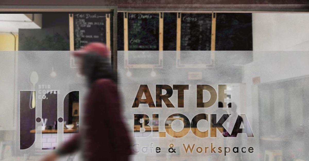 Door Logo Mockup With Walking Man View - TemplateMonster