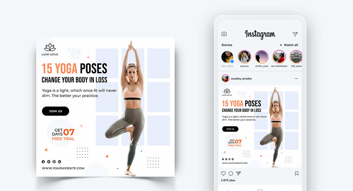 Yoga and Meditation Social Media Post Design Template-24