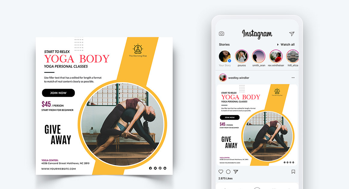 Yoga and Meditation Social Media Post Design Template-46