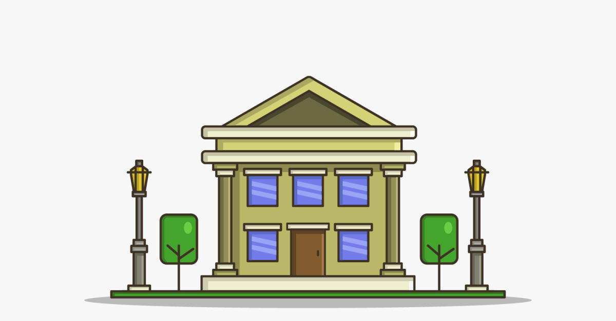 Casa vectorizada y coloreada sobre un fondo blanco.