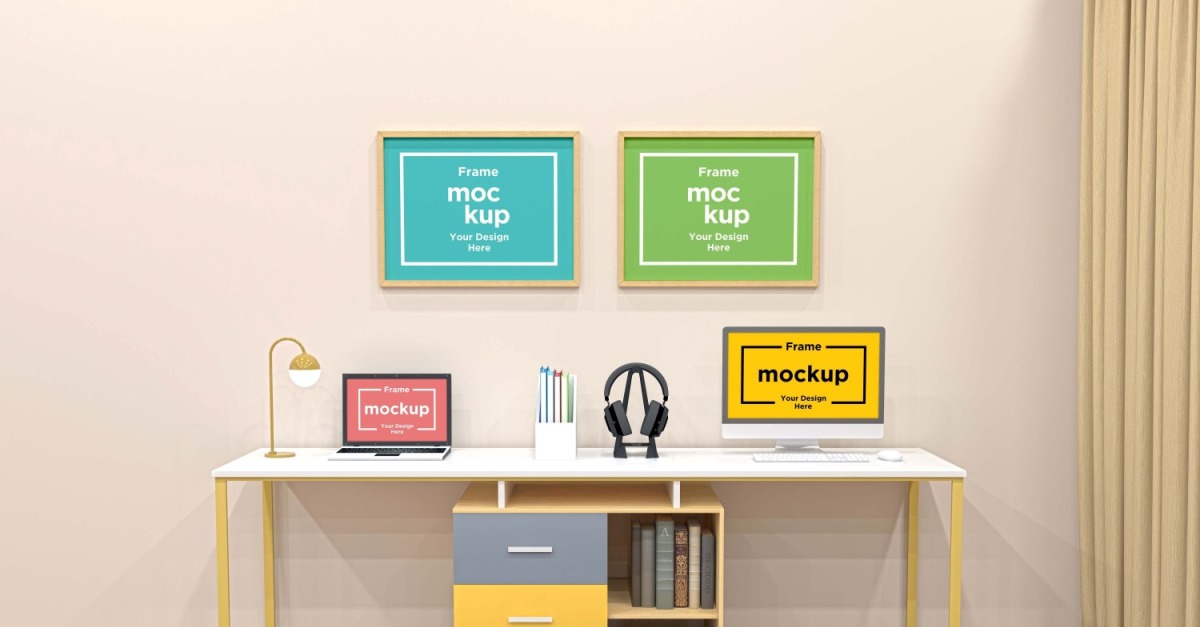 Workstation Frames & Screen Mockup V-15 - TemplateMonster