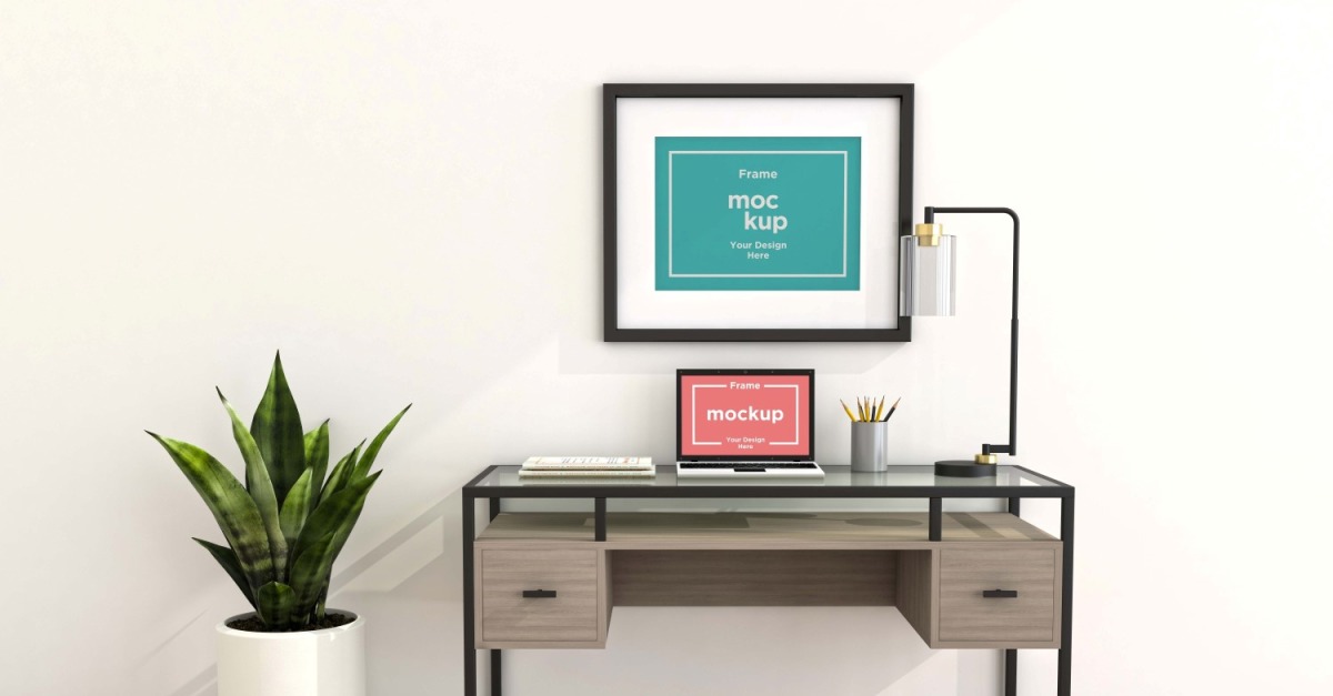 Workstation frame & Screen Mockup V-47 - TemplateMonster