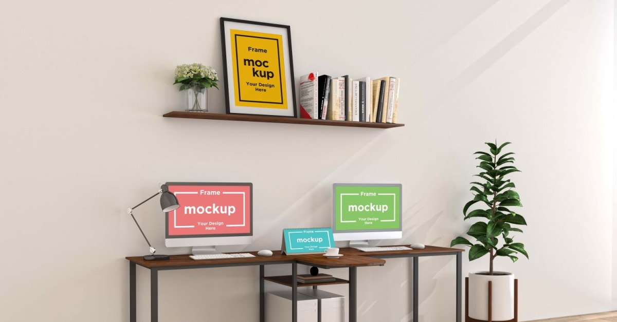 Workstation frames & Screen Mockup V-50 - TemplateMonster