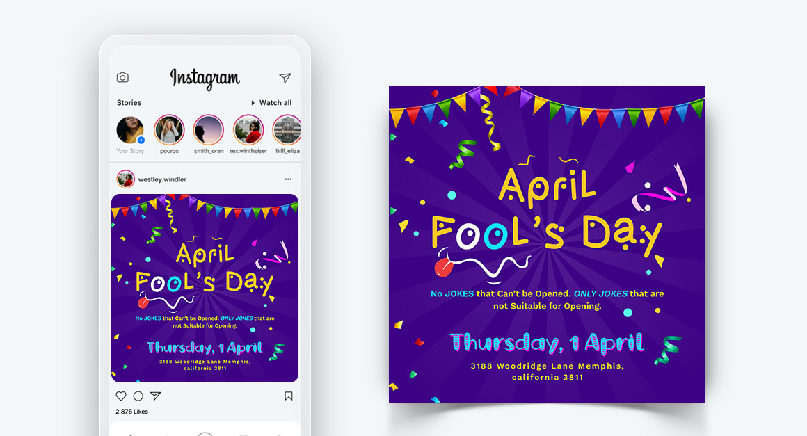 April Fools Day Social Media Post Design Template-01