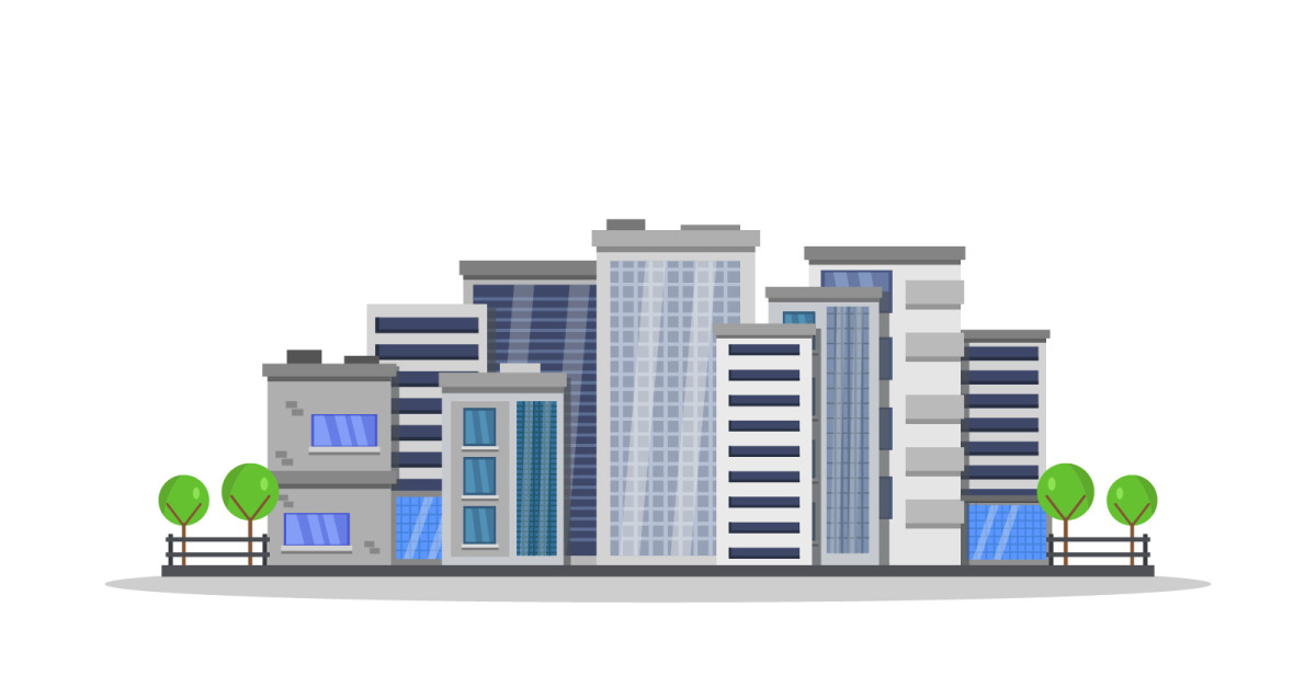 Vectorized and colored city on a white background