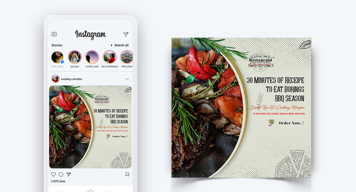 Food and Restaurant Offers Discounts Service Social Media Post Design ...