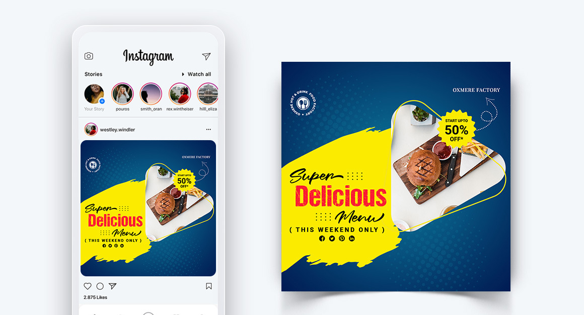 Food and Restaurant Offers Discounts Service Social Media Post Design ...
